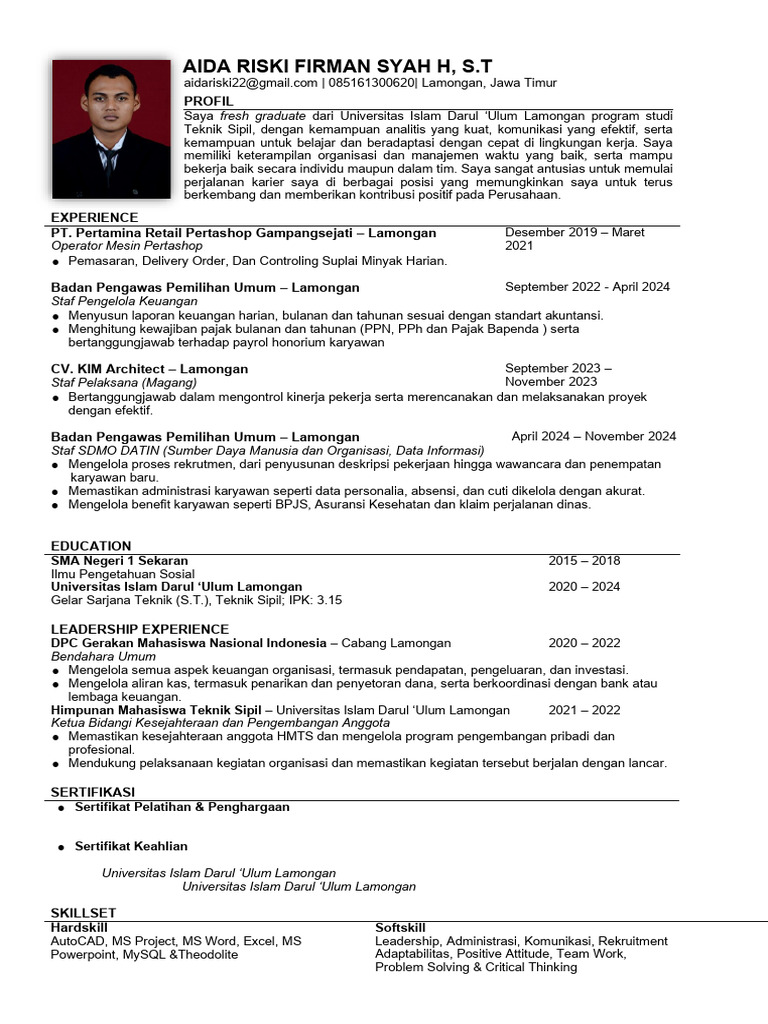 CV - AIDA RISKI FIRMANSYAH | PDF