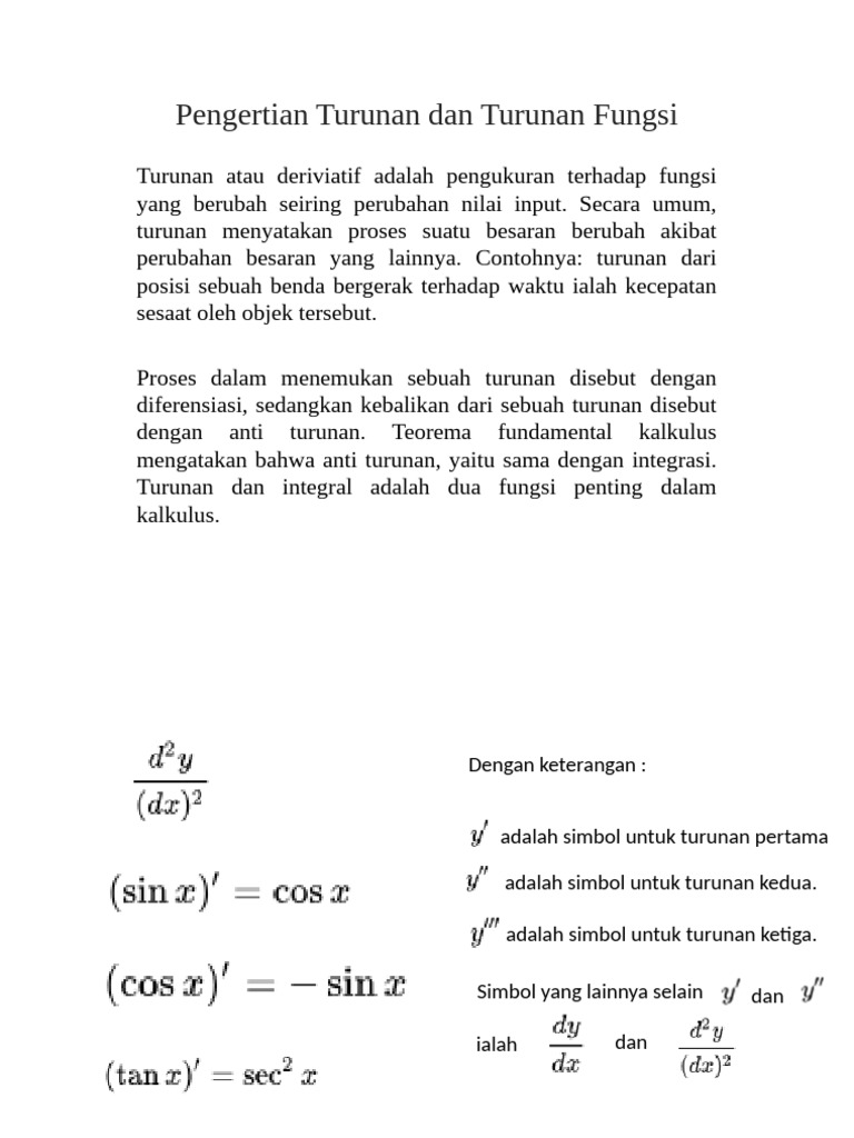 Pengertian Turunan Dan Fungsi Trigonometri | PDF