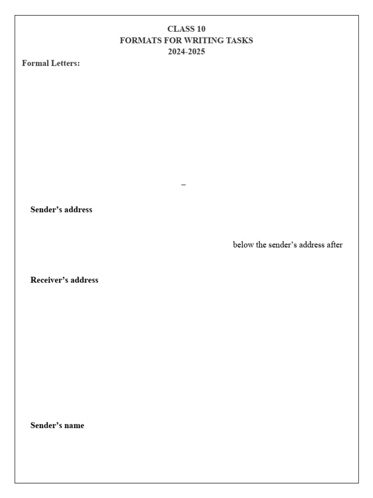Class 10 Formal Letter Writing Guide | PDF