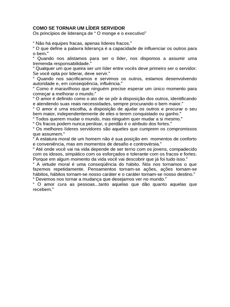Como Se Tornar Um Líder Servidor | PDF