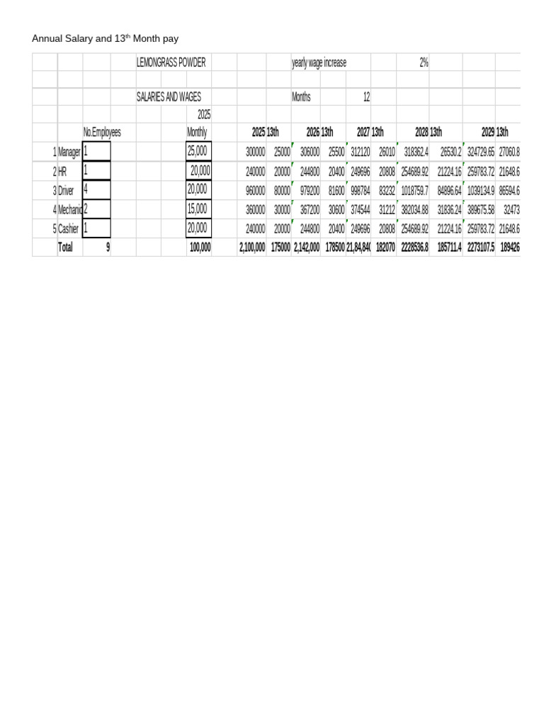 Annual Salary and 13th Month pay | PDF