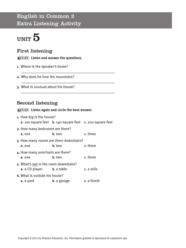 EIC2 Unit5 ExListening Activities | PDF