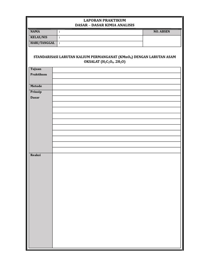 Laporan Standarisasi KMnO4 | PDF