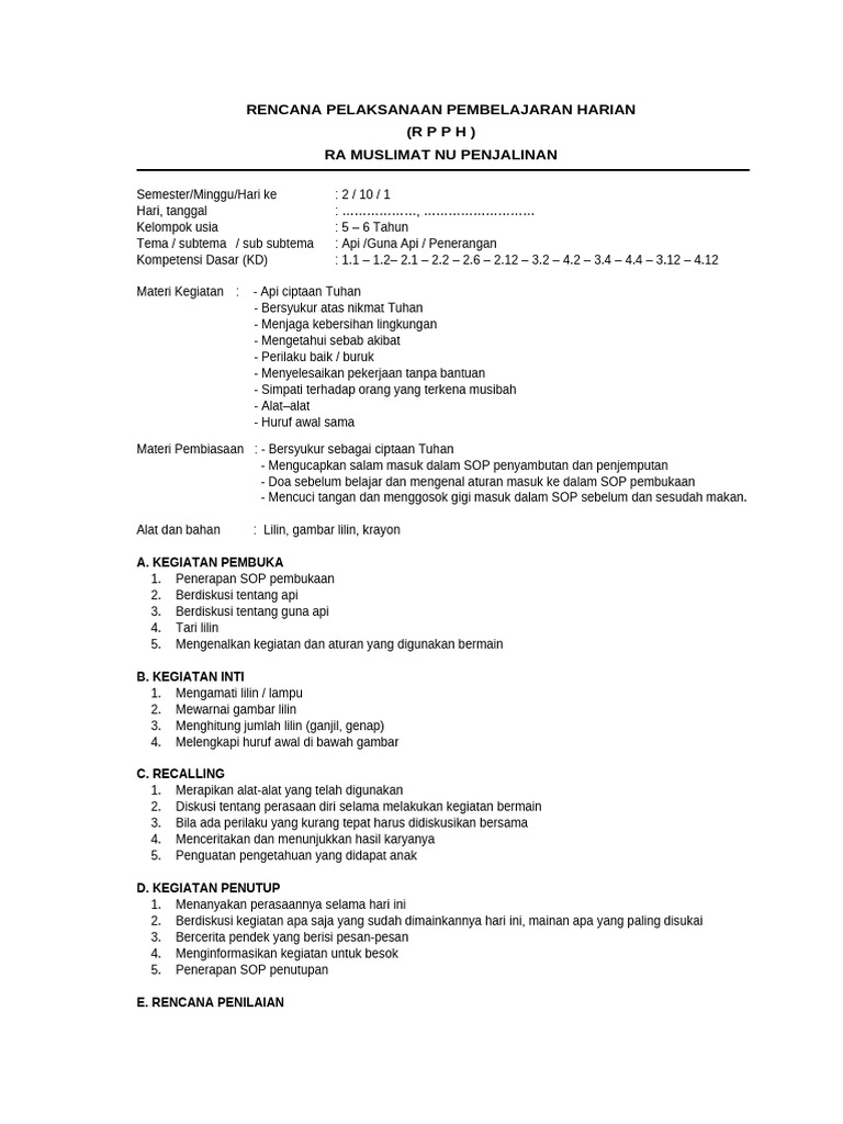 RPPH TK-B SMT2 Minggu - 10 - Api | PDF