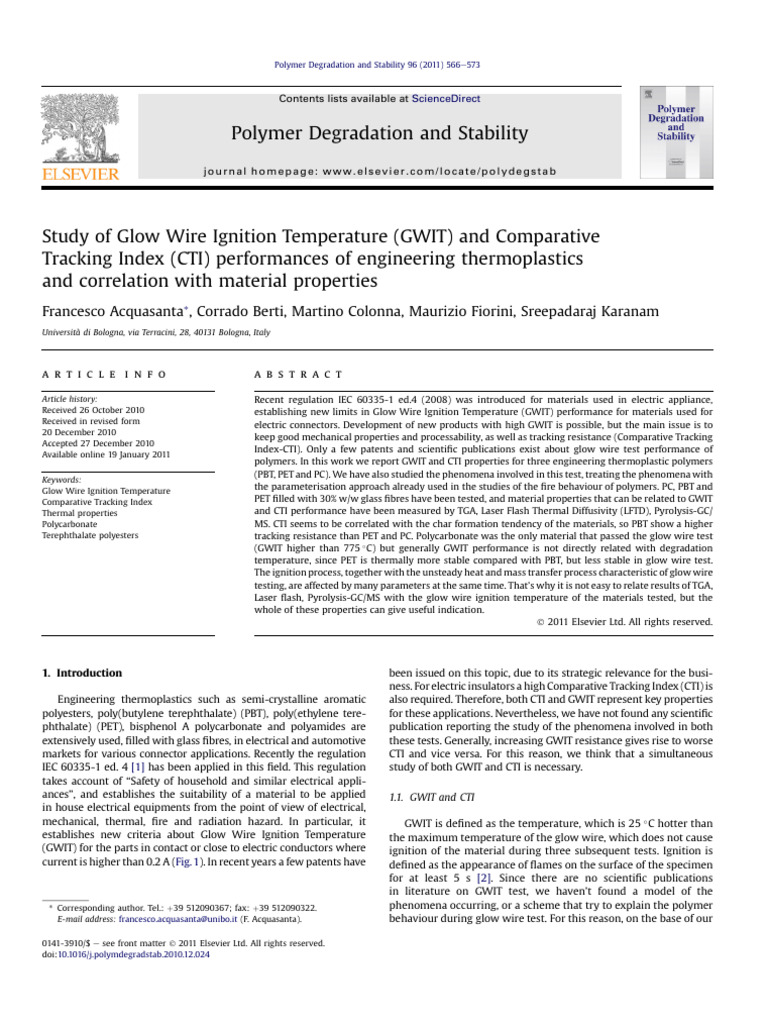 Study of Glow Wire Ignition Temperature | PDF | Pyrolysis | Combustion