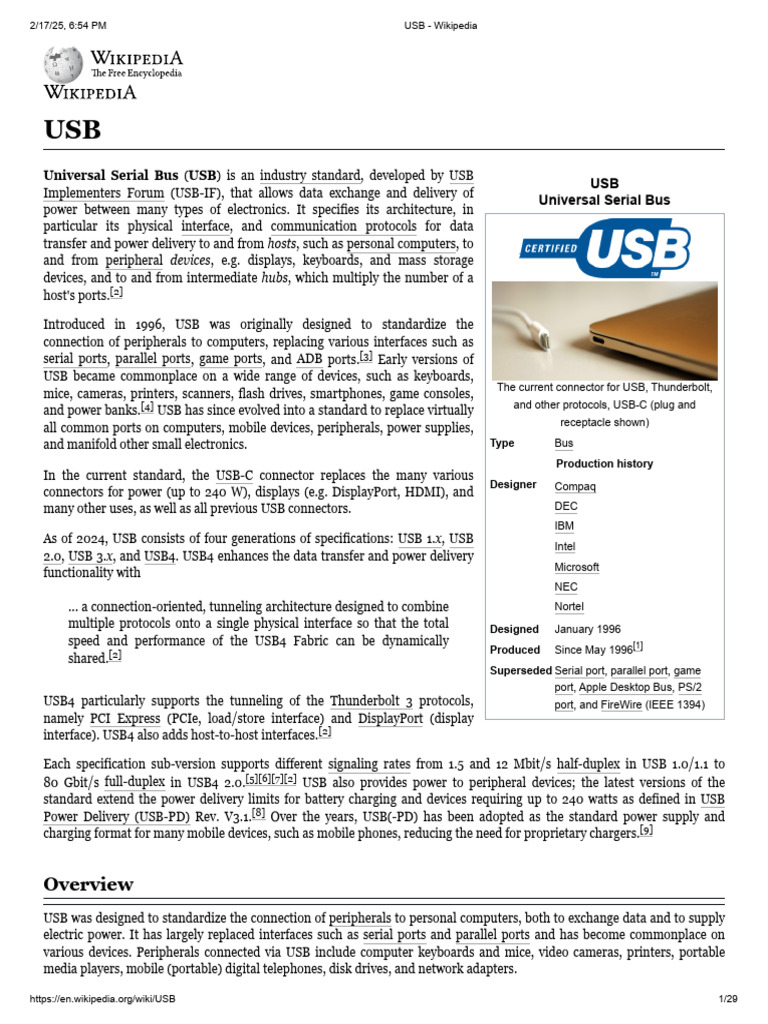 USB - Wikipedia | PDF | Usb | Manufactured Goods