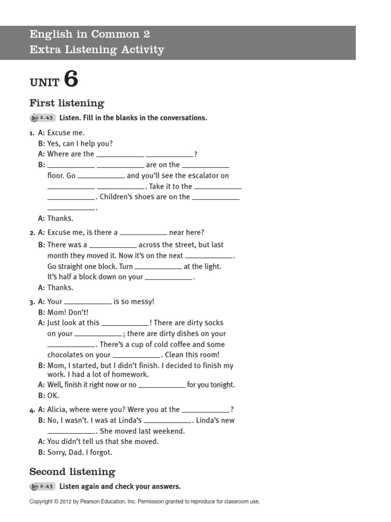 EIC2_Unit6_ExListening_Activities | PDF