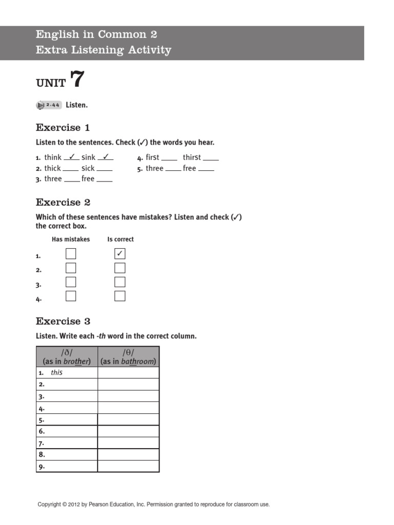 EIC2 Unit7 ExListening Activities | PDF