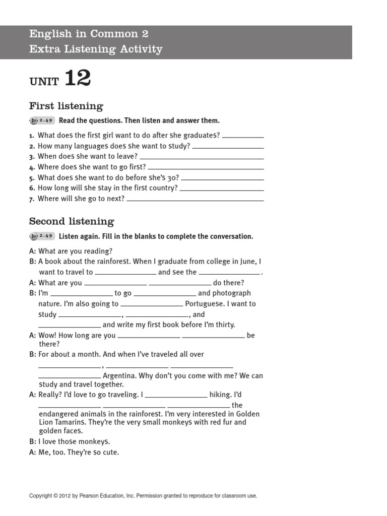 EIC2_Unit12_ExListening_Activities | PDF