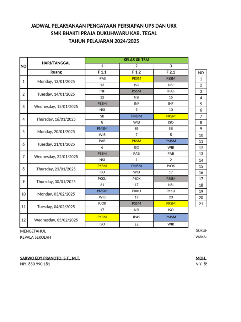 Jadwal Pengayaan Ukk New 2025 Tsm | PDF