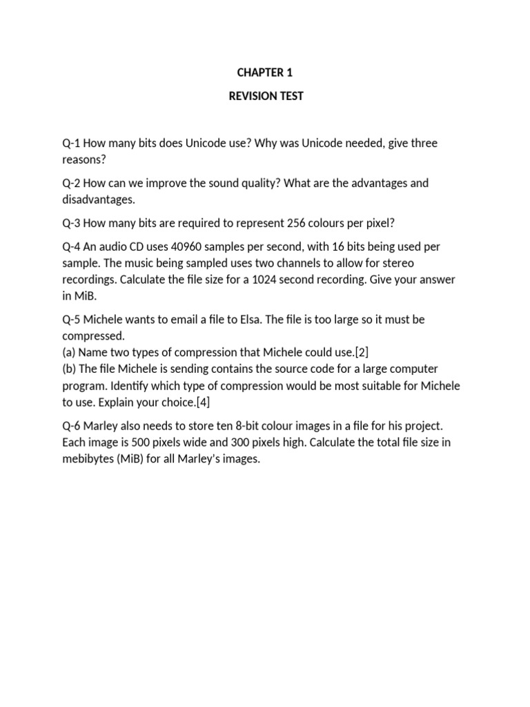 Class Test 3 | PDF