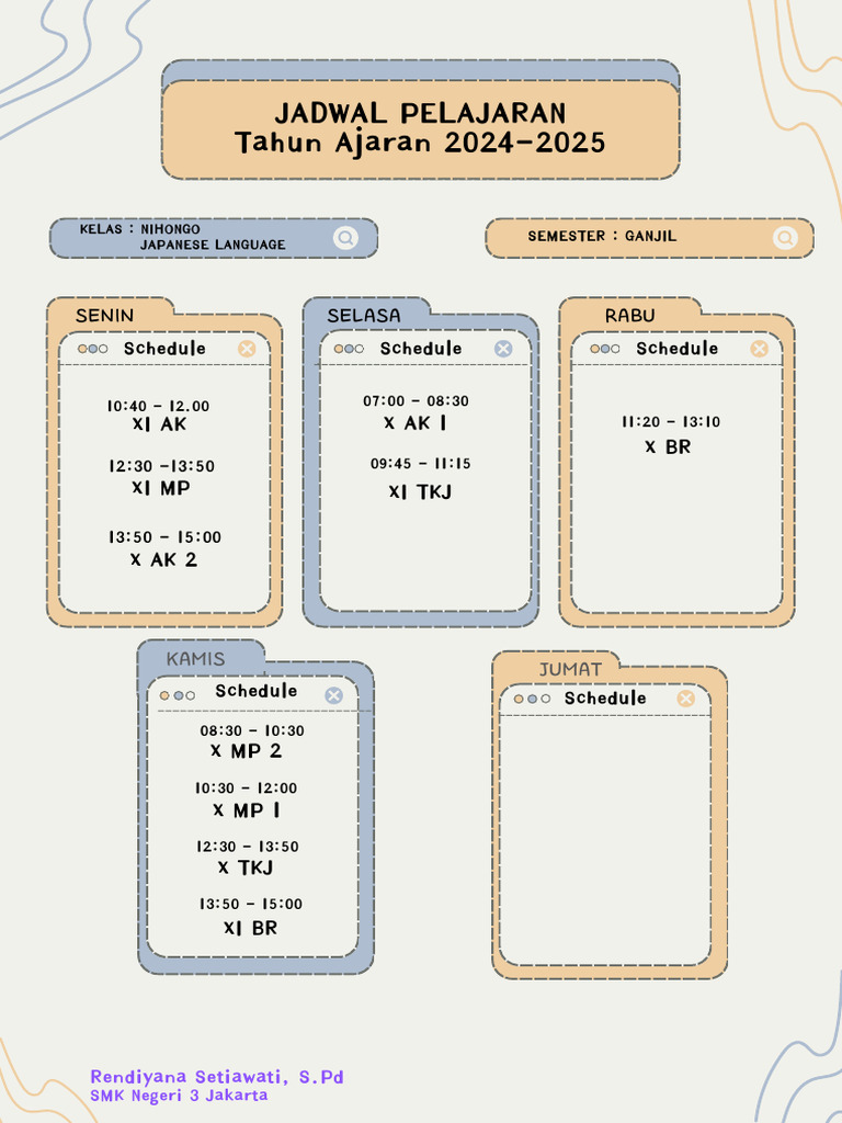 Jadwal Pelajaran 2024-2025 Sem Ganjil | PDF