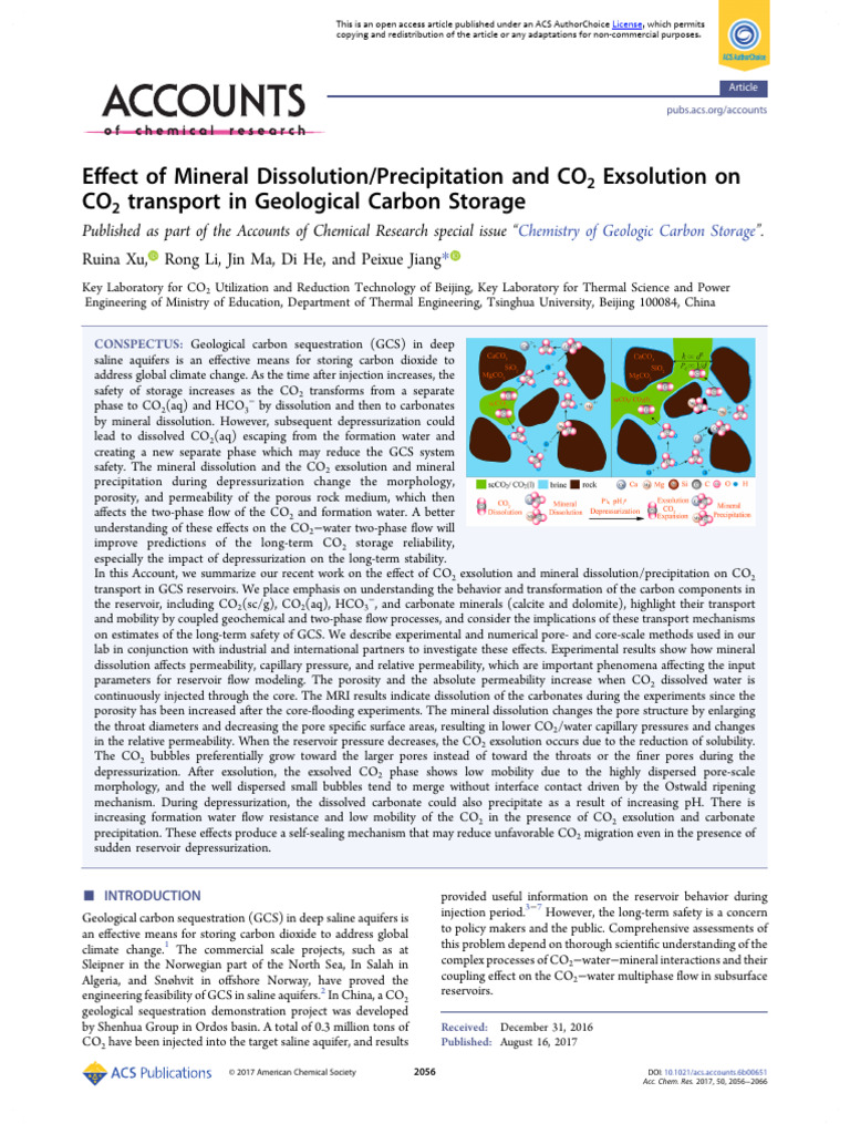 Xu Et Al 2017 Effect of Mineral Dissolution Precipitation and Co2 ...