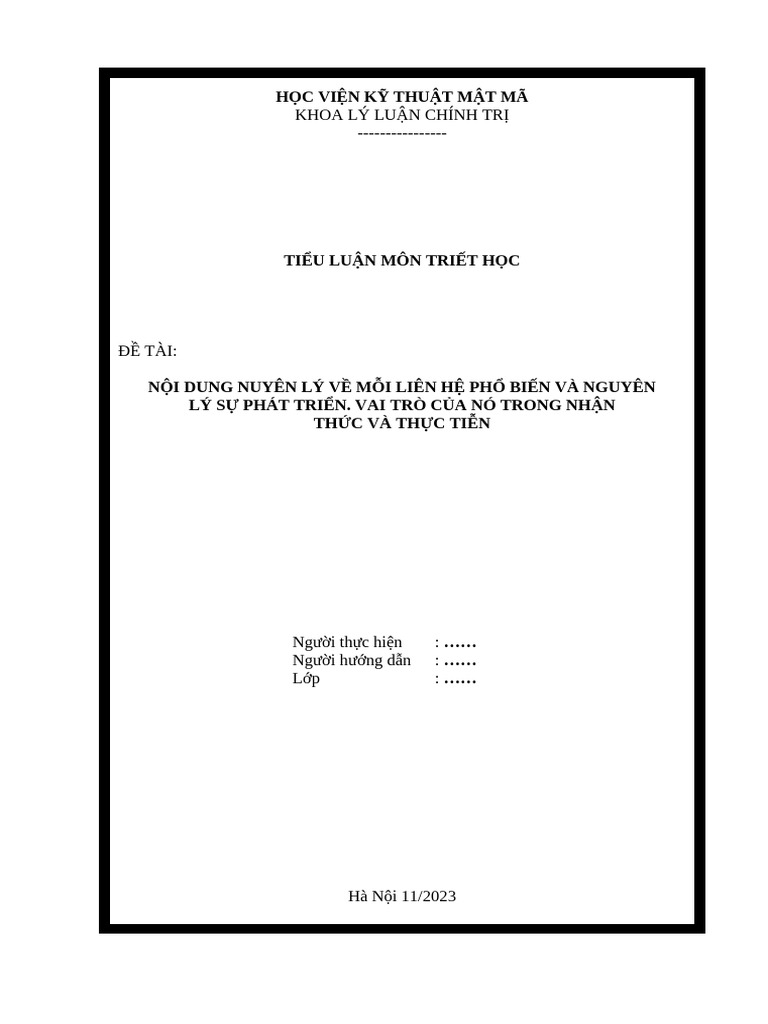 Tieu Luan Triet Hoc 1 | PDF