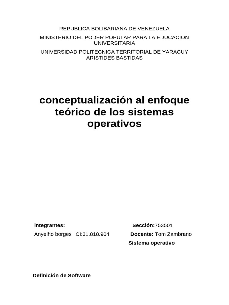 Informe 1 S.O (Conceptualización Al Enfoque Teórico de Los Sistemas ...