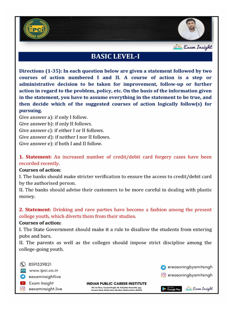 Unit.1 Course of Action | PDF