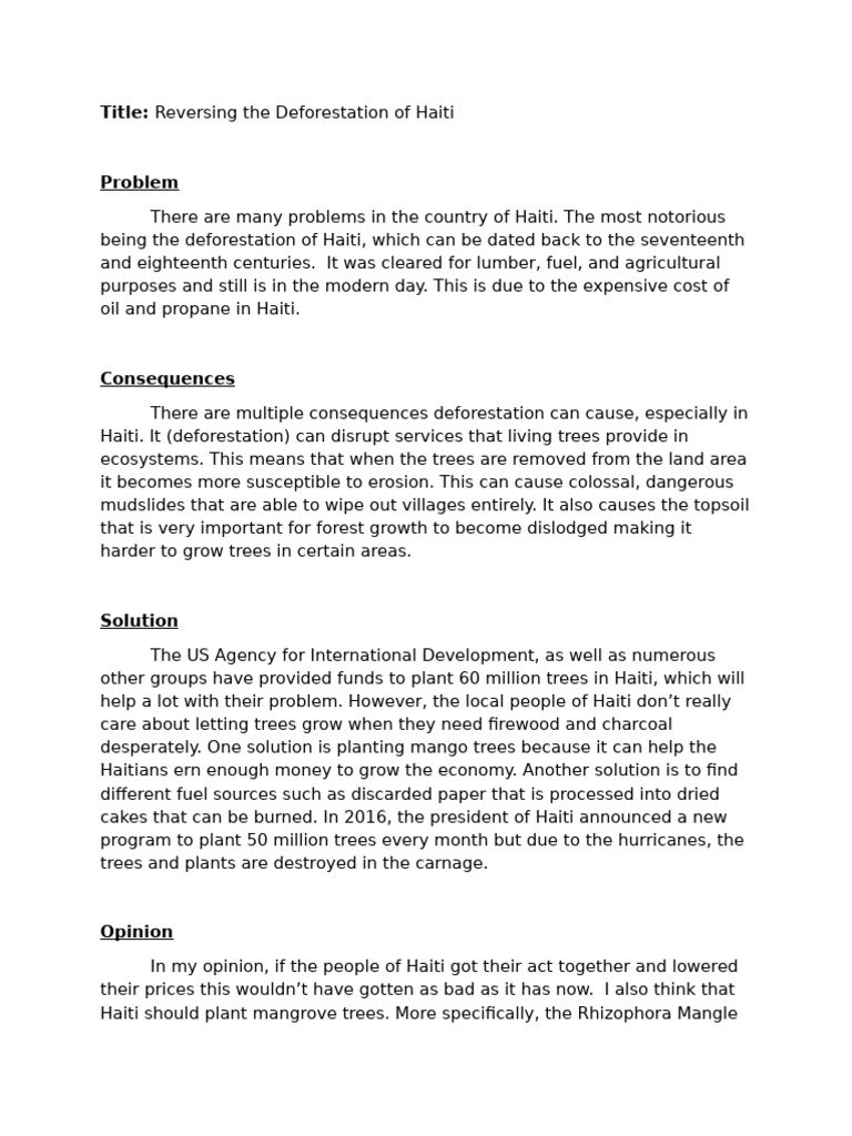 Deforestation of Haiti | PDF