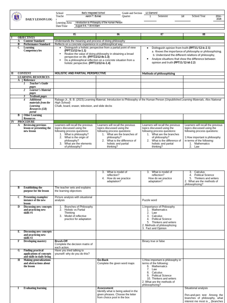 DLL.WEEK2. INTROTOPHILOSOPY | PDF | Mathematics | Learning