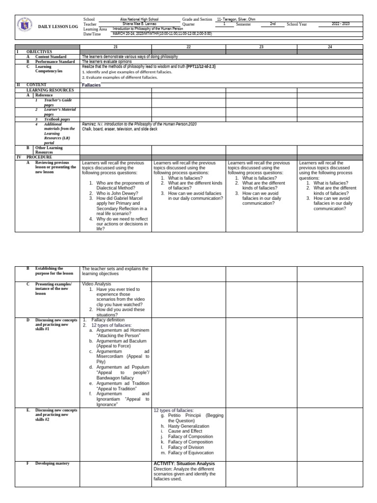 DLL - Week5. Introtophilosopy | PDF | Fallacy | Learning