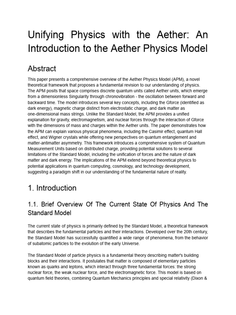 Unifying Physics With the Aether | PDF | Fundamental Interaction | Standard Model