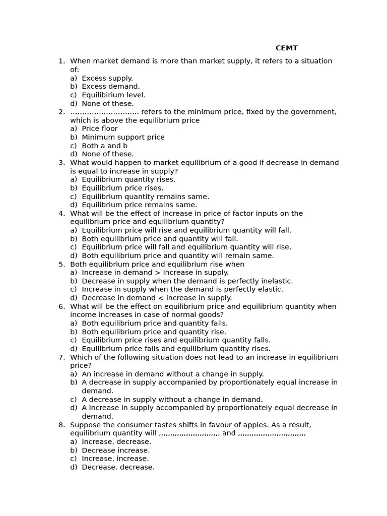 CEMT - Reasoning Current and Eco | PDF | Demand | Economic Equilibrium