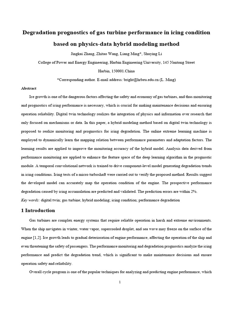 Degradation Prognostics Of Gas Turbine Performance In Icing Condition