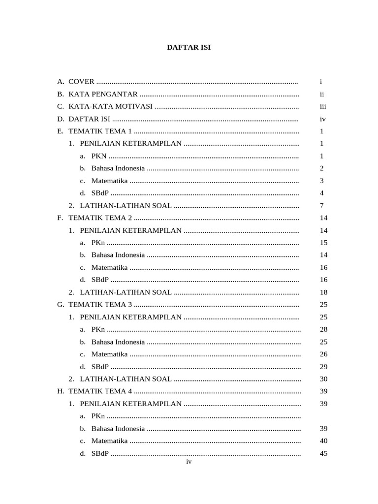 Daftar Isi Modul Kelas 2 2022 | PDF