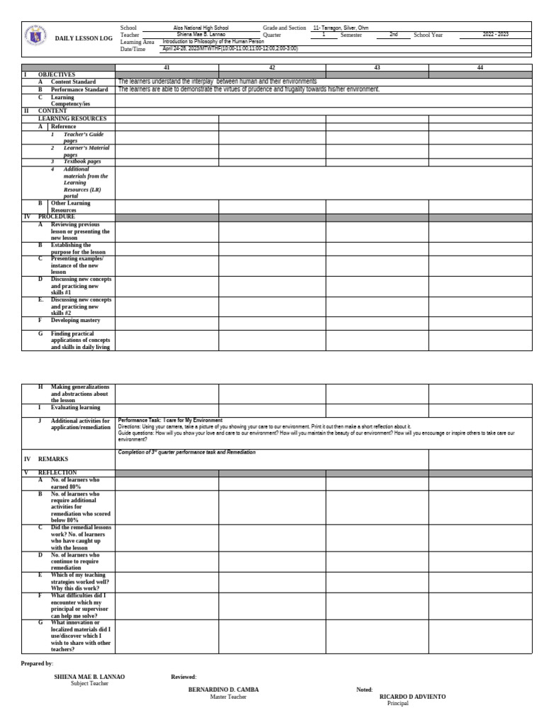 DLL - Week11. Introtophilosopy | PDF | Teachers | Learning