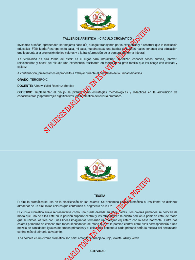 Taller de Círculo Cromático para Tercero C | PDF | Color | Diseño gráfico
