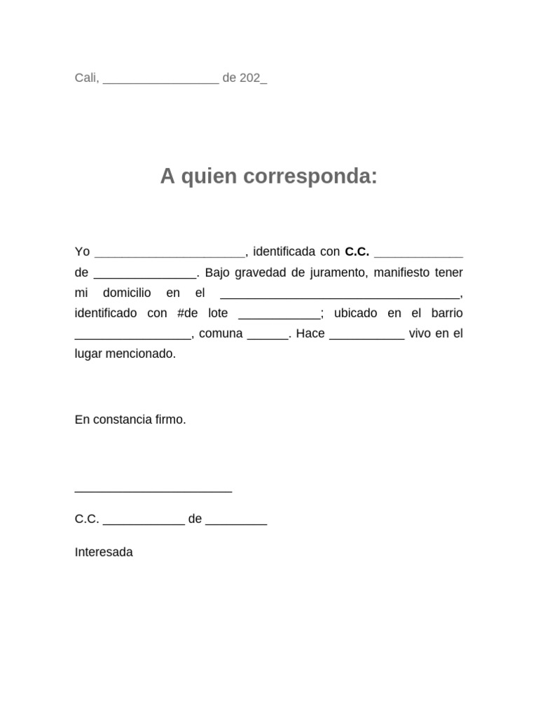 Ejemplo De Carta De Vecindad Pdf 5071