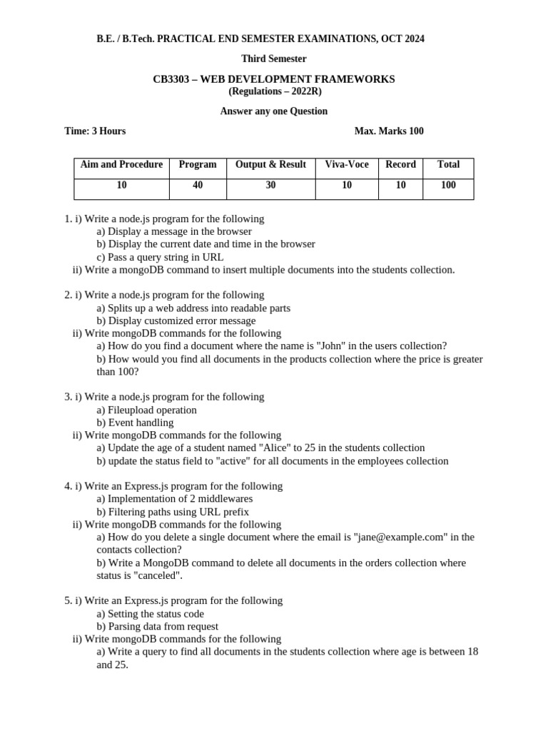 WDFP Practical Question Set-1 | PDF | Mongo Db | Information Technology