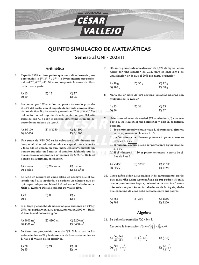 5 Sim Mat SCV | PDF | Matemáticas