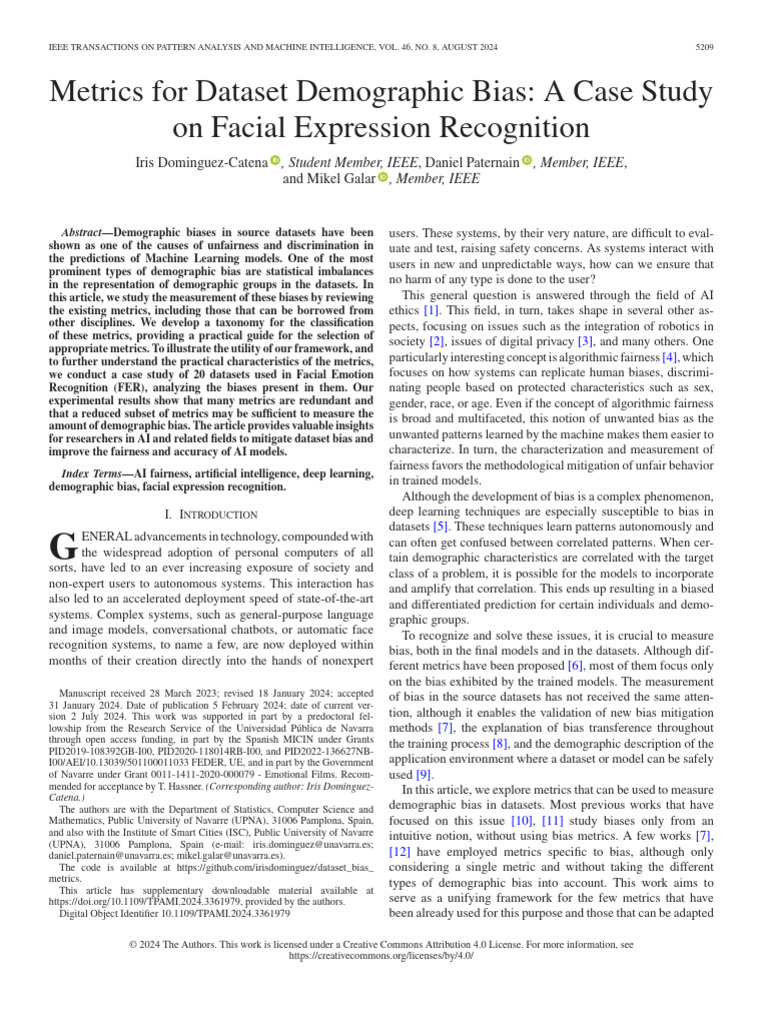 Metrics For Dataset Demographic Bias A Case Study On Facial Expression Recognition | PDF ...