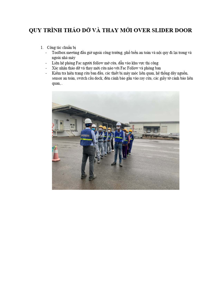 Quy Trình Tháo D Và Thay M I C A Over Slider Door | PDF