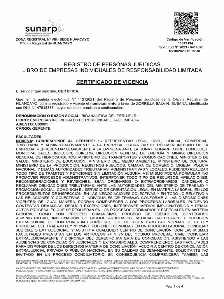 Vigencia Poder Bioana Oct 2023 | PDF