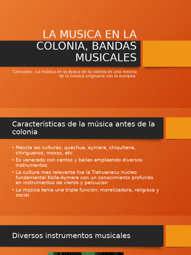 Música en la Colonia y Bandas Musicales | PDF | Bolivia | Instrumentos ...