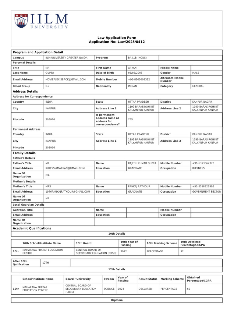 Application Form Law 2025 0412 | PDF
