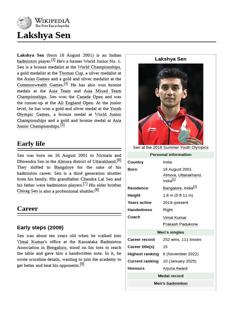 Lakshya_Sen | PDF | Sports Competitions