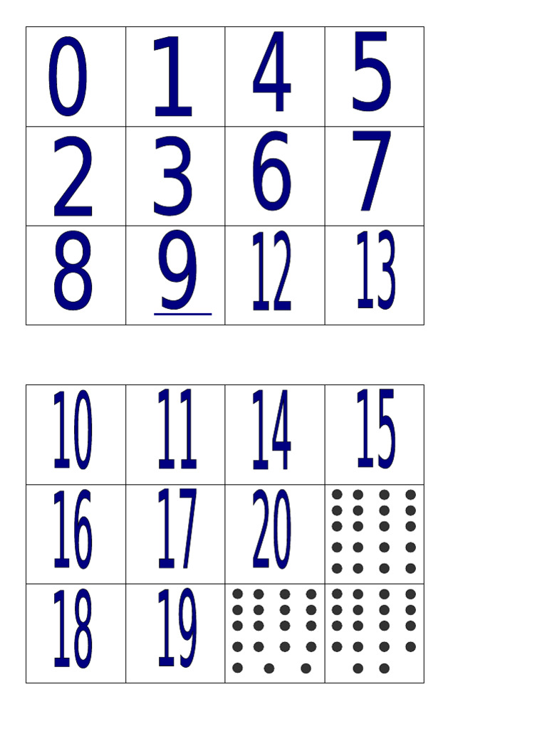 Asociar Numeral Cardinal Fichas Hasta El 20 | PDF