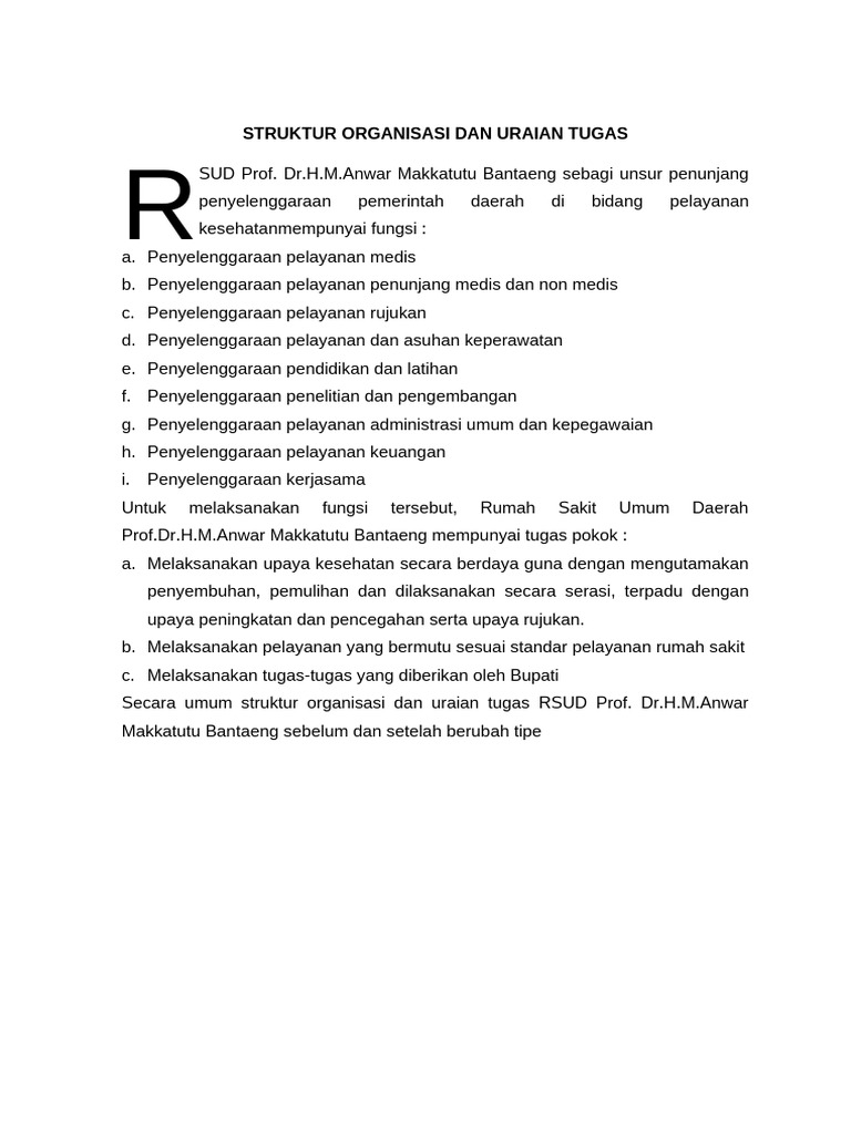 BAB 2 Struktur Organisasi Dan Uraian Tugas | PDF