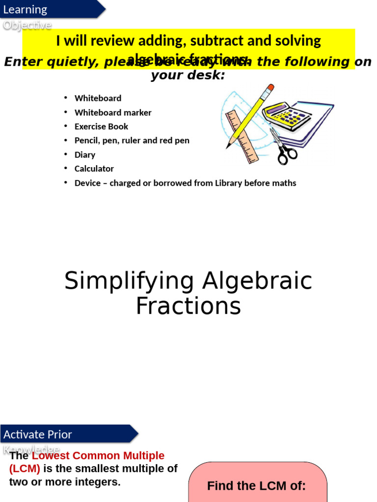38 - Reviewing Solving Equations With Fractions | PDF | Equations ...
