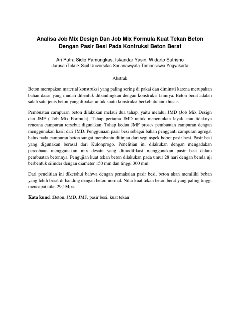 Analisa Job Mix Design Dan Job Mix Formu | PDF
