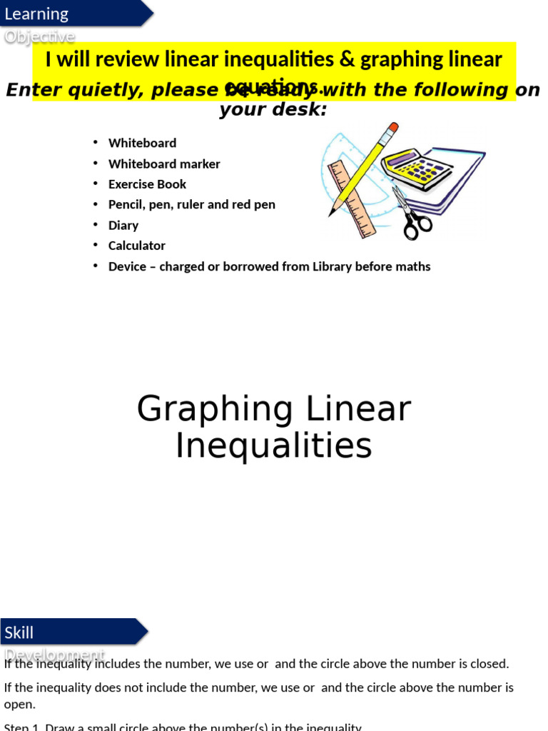 39 - Reviewing Linear Inequalities & Graphing Linear Equations | PDF ...