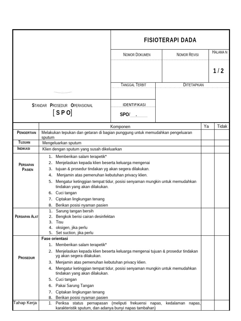 Sop Fisioterapi Dada | PDF