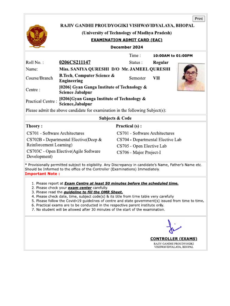 Admit Card | PDF