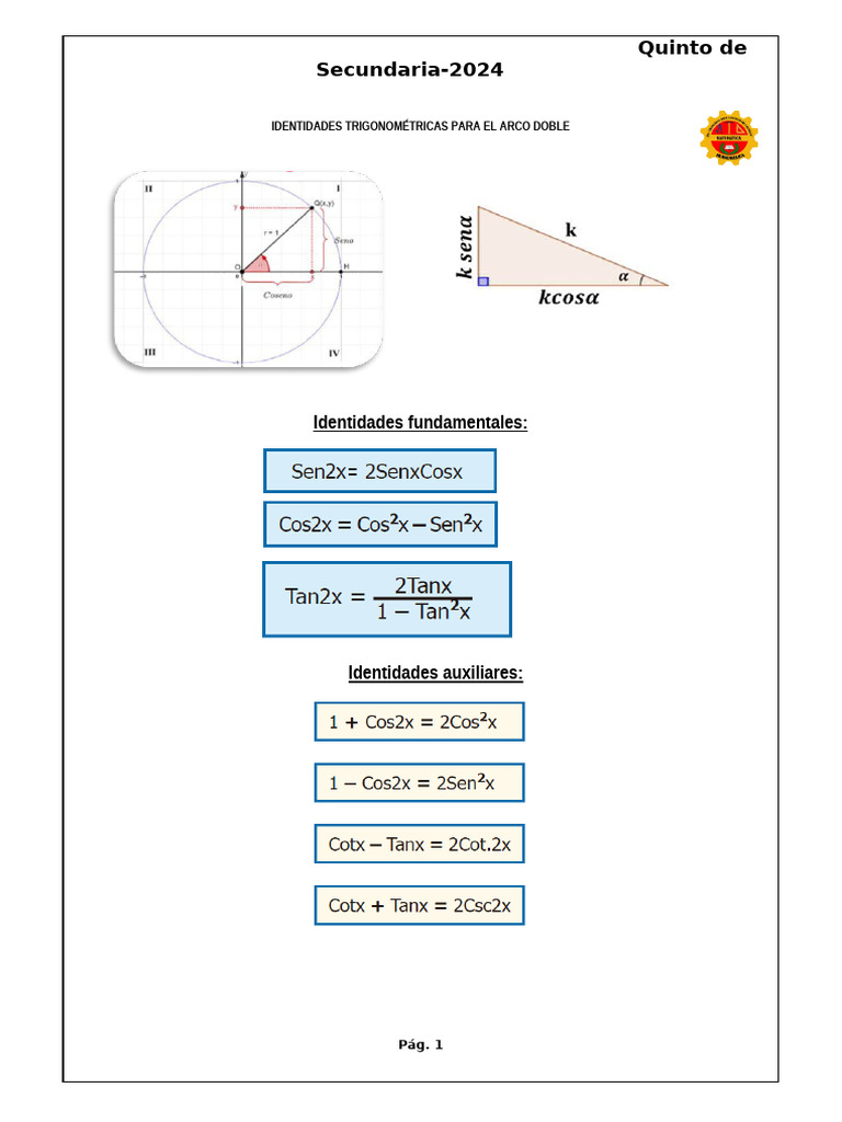 Iden. Trigon Del Angulo Doble-5° 2024 | PDF | Matemáticas