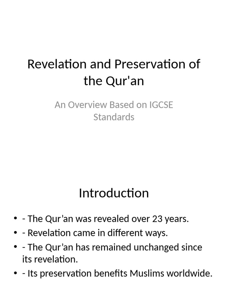 Revelation Quran IGCSE Presentation | PDF