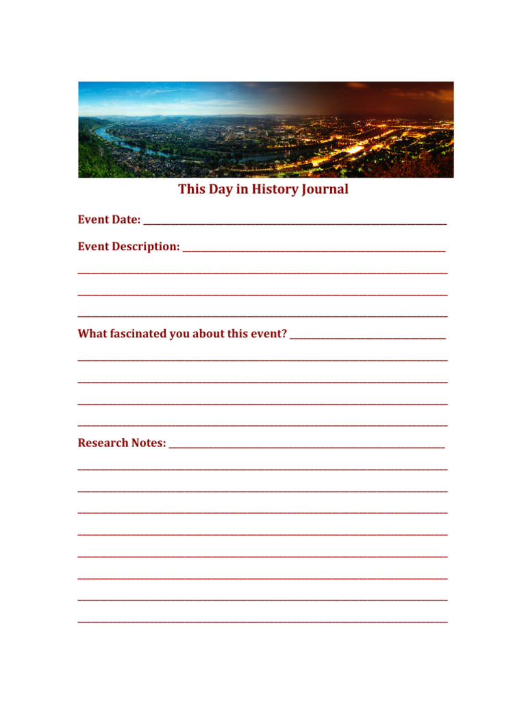 This Day in History Journal Template | PDF