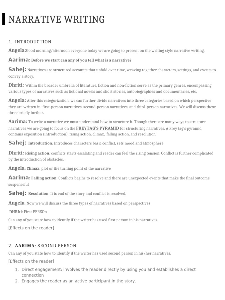Narrative Writing Script | PDF | Narration | Narrative