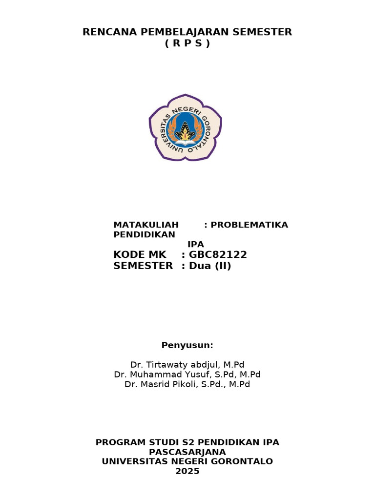 RPS Problematika Pembelajaran IPA | PDF